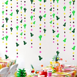 40Ft Cactus Party Decorations Yellow Brown Hot Pink Polka Dot Garlands Green Cactus Streamer for Summer Succulent Cactus Llama Birthday Tropical Mexican Fiesta Cinco De Mayo Mariachi Party Decorations