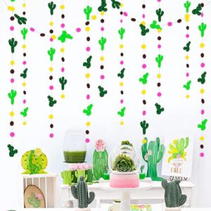 40Ft Cactus Party Decorations Yellow Brown Hot Pink Polka Dot Garlands Green Cactus Streamer for Summer Succulent Cactus Llama Birthday Tropical Mexican Fiesta Cinco De Mayo Mariachi Party Decorations