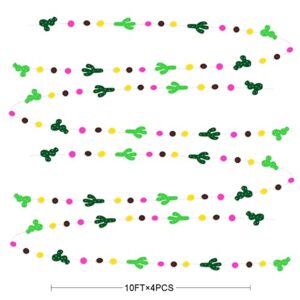 40Ft Cactus Party Decorations Yellow Brown Hot Pink Polka Dot Garlands Green Cactus Streamer for Summer Succulent Cactus Llama Birthday Tropical Mexican Fiesta Cinco De Mayo Mariachi Party Decorations