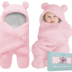 BlueMello Baby Swaddle Blanket | Ultra-Soft Plush Essential for Infants 0-6 Months | Receiving Swaddling Wrap Pink | Ideal for Baby Boy Accessories and Newborn Registry | Perfect Baby Girl Shower Gift