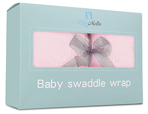 BlueMello Baby Swaddle Blanket | Ultra-Soft Plush Essential for Infants 0-6 Months | Receiving Swaddling Wrap Pink | Ideal for Baby Boy Accessories and Newborn Registry | Perfect Baby Girl Shower Gift