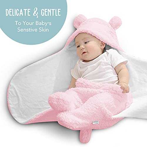 BlueMello Baby Swaddle Blanket | Ultra-Soft Plush Essential for Infants 0-6 Months | Receiving Swaddling Wrap Pink | Ideal for Baby Boy Accessories and Newborn Registry | Perfect Baby Girl Shower Gift