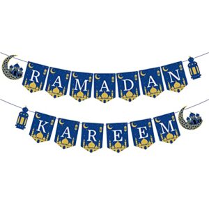 ptfny ramadan kareem banner muslim ramadan mubarak bunting banner garland ramadan kareem decorations for islamic ramadan eid festival celebration mantle fireplace wall party decorations