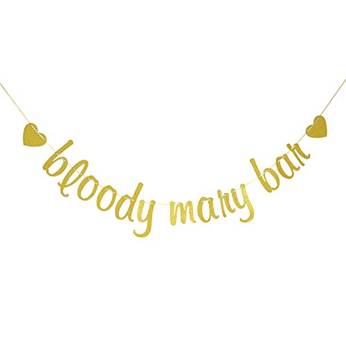 Bloody Mary Bar Banner Gold Glitter, Wedding Bar Bunting, Bridal Shower Party Decor, Engagement Decors, Bachelorette Sign, Birthday Party Decorations