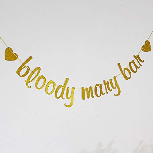 Bloody Mary Bar Banner Gold Glitter, Wedding Bar Bunting, Bridal Shower Party Decor, Engagement Decors, Bachelorette Sign, Birthday Party Decorations