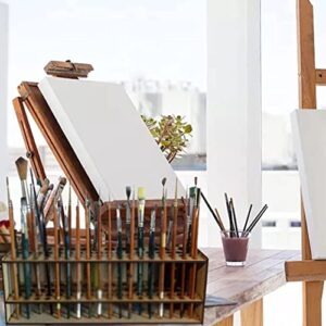 KUYYFDS Paint Brush Holder Stand 67 Holes Art Brush Rack Detachable Wooden Desk Standing Pen Organizer Paint Brush Holders