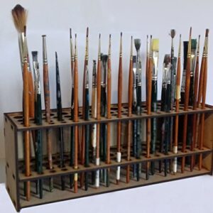 KUYYFDS Paint Brush Holder Stand 67 Holes Art Brush Rack Detachable Wooden Desk Standing Pen Organizer Paint Brush Holders