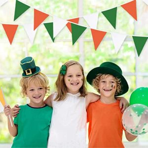 32Ft Orange Green White Graduation Party Decorations 2023 Halloween Pennant Banner Fabric Triangle Flag Bunting Garland for Thanksgiving Wedding Dinosaur Birthday Outdoor Garden Hanging Decoration