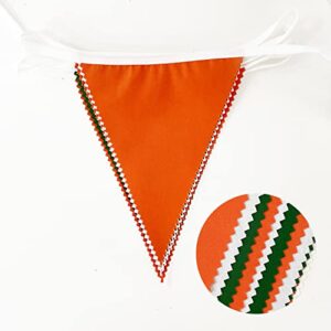 32Ft Orange Green White Graduation Party Decorations 2023 Halloween Pennant Banner Fabric Triangle Flag Bunting Garland for Thanksgiving Wedding Dinosaur Birthday Outdoor Garden Hanging Decoration