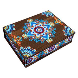 diamond art wooden box kit 5d diy mandala diamond painting decorative boxes small retro remote storage box jewelry trinket stash special shape crystal mosaic arts crafts for girl dresser desktop decor