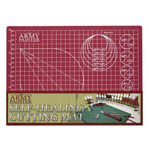 the army painter self healing cutting mat – self healing craft cutting mat, a4 size – double sided pvc non-slip hobby mat – 3-ply gridded miniature and model cutting mats for crafts, sewing projects