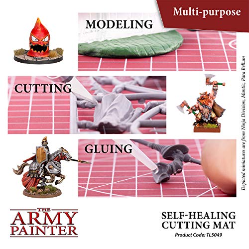 The Army Painter Self Healing Cutting Mat - Self Healing Craft Cutting Mat, A4 Size - Double Sided PVC Non-Slip Hobby Mat - 3-Ply Gridded Miniature and Model Cutting Mats for Crafts, Sewing Projects