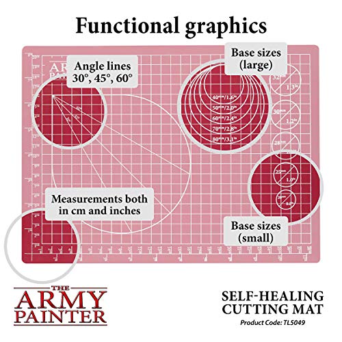 The Army Painter Self Healing Cutting Mat - Self Healing Craft Cutting Mat, A4 Size - Double Sided PVC Non-Slip Hobby Mat - 3-Ply Gridded Miniature and Model Cutting Mats for Crafts, Sewing Projects