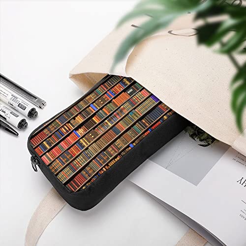 Books Bookshelf Pencil Case Makeup Bag Big Capacity Pouch Organizer for Office College