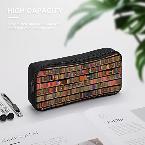 Books Bookshelf Pencil Case Makeup Bag Big Capacity Pouch Organizer for Office College