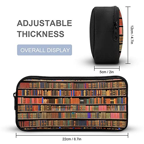 Books Bookshelf Pencil Case Makeup Bag Big Capacity Pouch Organizer for Office College