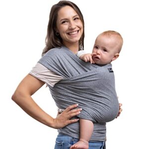 cuddlebug baby wrap sling + carrier – newborns & toddlers up to 36 lbs – hands free – gentle, stretch fabric – ideal for baby showers – one size fits all (grey)