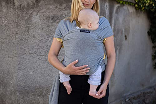 CuddleBug Baby Wrap Sling + Carrier - Newborns & Toddlers up to 36 lbs - Hands Free - Gentle, Stretch Fabric - Ideal for Baby Showers - One Size Fits All (Grey)