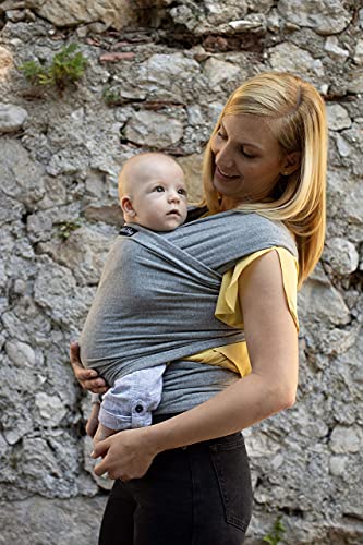 CuddleBug Baby Wrap Sling + Carrier - Newborns & Toddlers up to 36 lbs - Hands Free - Gentle, Stretch Fabric - Ideal for Baby Showers - One Size Fits All (Grey)