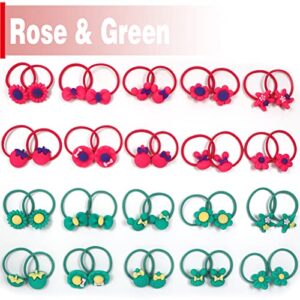 WillingTee 120pcs (60 pairs) Mix Colors Girl's Elastic Hair Ties Soft Rubber Bands Hair Bands Holders Pigtails Hair Accessories for Girls Infants Toddlers Kids Teens and Children