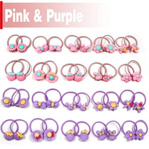 WillingTee 120pcs (60 pairs) Mix Colors Girl's Elastic Hair Ties Soft Rubber Bands Hair Bands Holders Pigtails Hair Accessories for Girls Infants Toddlers Kids Teens and Children