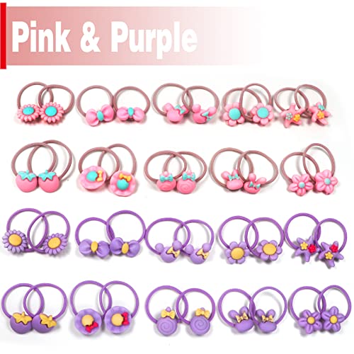 WillingTee 120pcs (60 pairs) Mix Colors Girl's Elastic Hair Ties Soft Rubber Bands Hair Bands Holders Pigtails Hair Accessories for Girls Infants Toddlers Kids Teens and Children