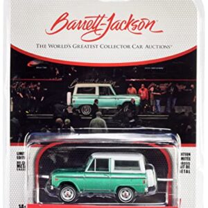 1977 Bronco Jade Glow Green Met & White Top w/Houndstooth Green Interior Lot #1001.1 Barrett Jackson Scottsdale Ed 1/64 Diecast Car Greenlight 37250 F