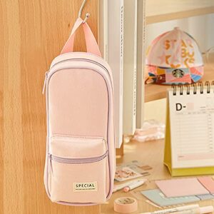 Meyas Handheld Backpack Pencil Case, Large Capacity Pencil Case, Pencil Case Box Organizer, Pencil Bag Stationery Storage Pen Pouch Case, Gift for Middle High School College Kids Students Adults(Pink)