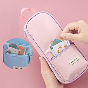 Meyas Handheld Backpack Pencil Case, Large Capacity Pencil Case, Pencil Case Box Organizer, Pencil Bag Stationery Storage Pen Pouch Case, Gift for Middle High School College Kids Students Adults(Pink)