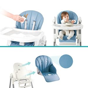 KÜB 3-in-1 Foldable Baby High Chair (Blue) | Multifunctional Infant HighChair for Babies & Toddlers | Removable Seat & Tray for Easy Clean | 7 Height & 4 Recline Adjustable | 2 Locking Wheels | Safe