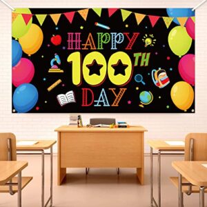 WATINC 100th Day of School Backdrop Banner XtraLarge Happy 100th Day Background Kids Students Party Decorations Supplies Photo Booth Props for Kindergarten Primary Wall Indoor Outdoor 79 x 45 Inch