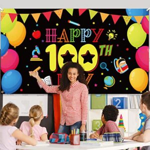 WATINC 100th Day of School Backdrop Banner XtraLarge Happy 100th Day Background Kids Students Party Decorations Supplies Photo Booth Props for Kindergarten Primary Wall Indoor Outdoor 79 x 45 Inch