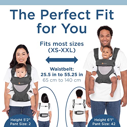 Ergobaby 360 All-Position Baby Carrier with Lumbar Support (12-45 Pounds), Carbon Grey, Cool Air Mesh