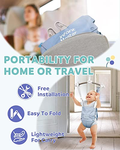 Infant Master Doorway Jumper, Johnny Jumper w/ Adjustable Seat Bag, Durable Baby Door Bouncer & Swing Jumper w/ Steel Spring, Wise Gift Choice for Infant & Toddler, Easy to Use, Blue