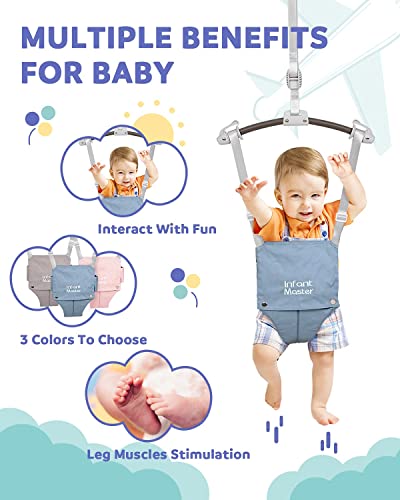 Infant Master Doorway Jumper, Johnny Jumper w/ Adjustable Seat Bag, Durable Baby Door Bouncer & Swing Jumper w/ Steel Spring, Wise Gift Choice for Infant & Toddler, Easy to Use, Blue