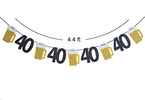 Beer birthday Glitter Banner, Beer Garland - Cheers to 40 Years Banner, 40th Birthday Banner - 40th birthday Decor