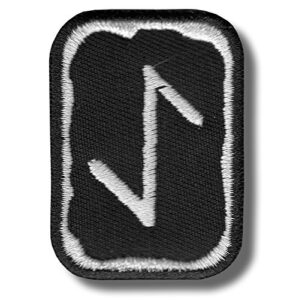 eiwaz rune – embroidered patch, 4 x 5 cm