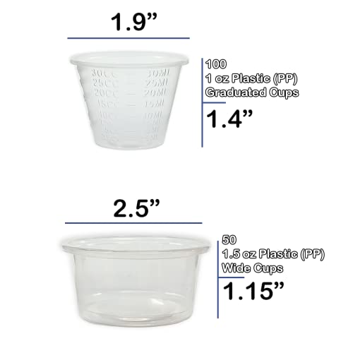 NSI Epoxy Resin Mixing Kit: 150 Plastic Cups and 150 Wood Sticks; 300 Piece Assortment of Disposable 1 oz and 1.5 oz Plastic Mixing Cups and Assorted Mixing Sticks.