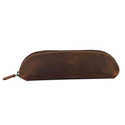 CestAntiQ Leather Pencil pouch Handcrafted pen case zippered pencil case Sleeve Elegant and practical gift for students artists Perfect for school Office College