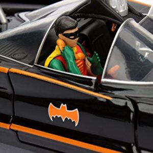 Jada Toys DC Comics 1966 Classic TV Series Batmobile with Batman and Robin figures; 1:24 Scale Metals Die-Cast Collectible Vehicle