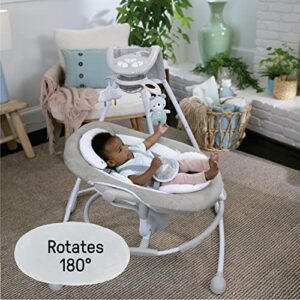 Ingenuity InLighten 2-in-1 Baby Swing & Rocker - Cool Mesh Fabric, Vibrations, Swivel Infant Seat, Nature Sounds, Light Up Mobile - Pemberton