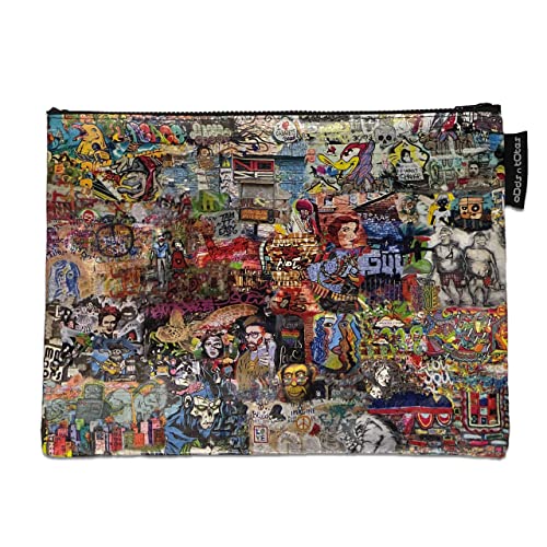 ODDS N TOTES Jumbo Zipper Pouch | Made from Recycled Plastic. Travel Toiletry Bag, Zipper Pouch for Art School Office Supplies (Extra Large) - Bundle Pack of 4