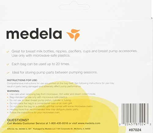 Medela Quick Clean Micro-Steam Bags Economy Pack of 4 retail boxes (20 Bags Total)