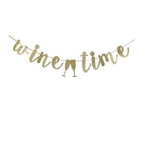 wine time banner, gold sign garlands for tasting party, drink/wine/alcohol party decorations