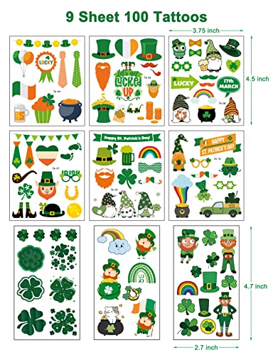 Shamrock Clover Tattoo st Patricks Day Stickers Irish Temporary Tattoos St Patricks Day Accessories Shamrock Patterned Tattoos Party Favors Decorations