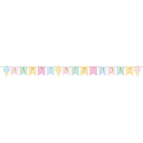 Creative Converting Ice Cream Party Banner, 1 ct, Multi-color, Banner measures 6" x 99.5"