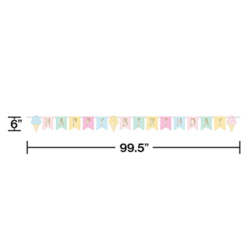 Creative Converting Ice Cream Party Banner, 1 ct, Multi-color, Banner measures 6" x 99.5"