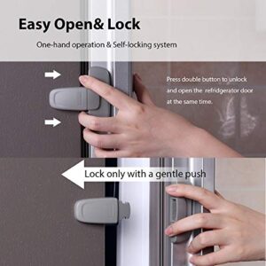 EUDEMON Home Refrigerator Fridge Freezer Door Lock Latch Catch Toddler Kids Child Cabinet Locks Baby Safety Child Lock Easy to Install and Use 3M Adhesive no Tools Need or Drill (Grey)