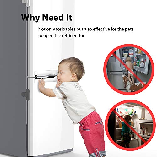 EUDEMON Home Refrigerator Fridge Freezer Door Lock Latch Catch Toddler Kids Child Cabinet Locks Baby Safety Child Lock Easy to Install and Use 3M Adhesive no Tools Need or Drill (Grey)