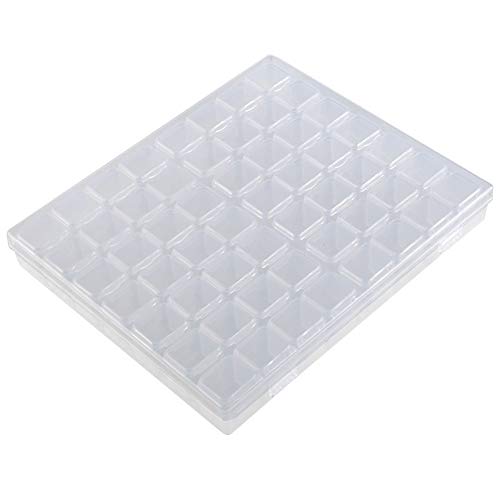 1 Pack 56 Grids Diamond Painting Box Plastic Jewelry Organizer Storage Container Diamond Embroidery Storage Boxes Nail Art Tools Storage Case for DIY Rhinestone Beads or Nail Art Small Findings